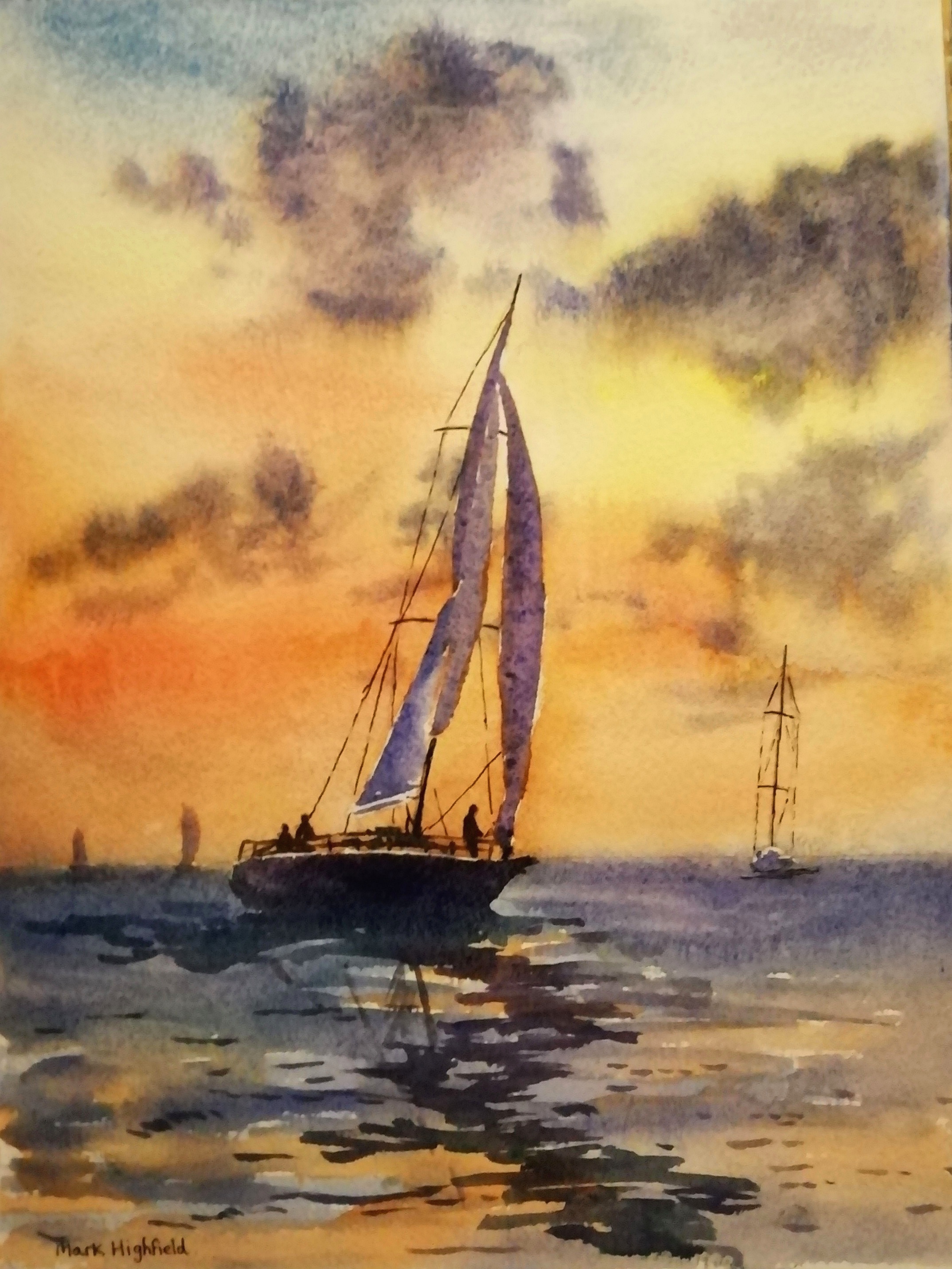 Sailing at sunset by Mark Highfield
