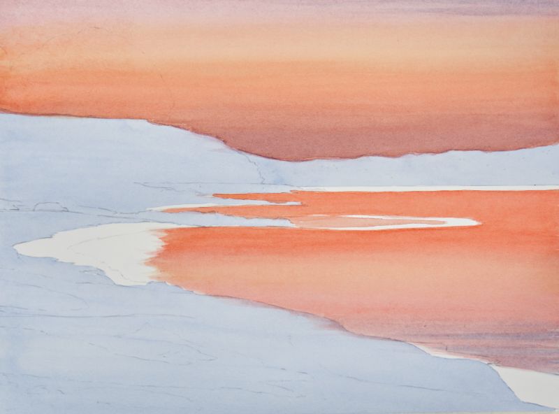 How to paint a winter sunset