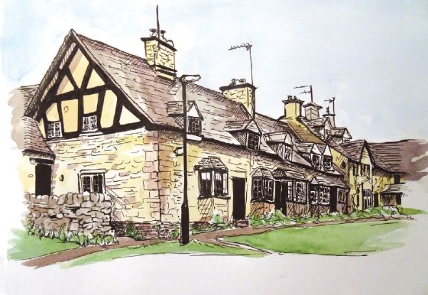 How to draw buildings in line and wash