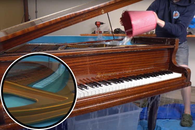 Musician fills piano with 130 LITRES of water | Pianist